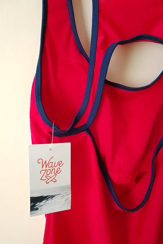 Wavezone One Piece Swimwear Womens Size 16 Red Navy Bathers Togs Active ...