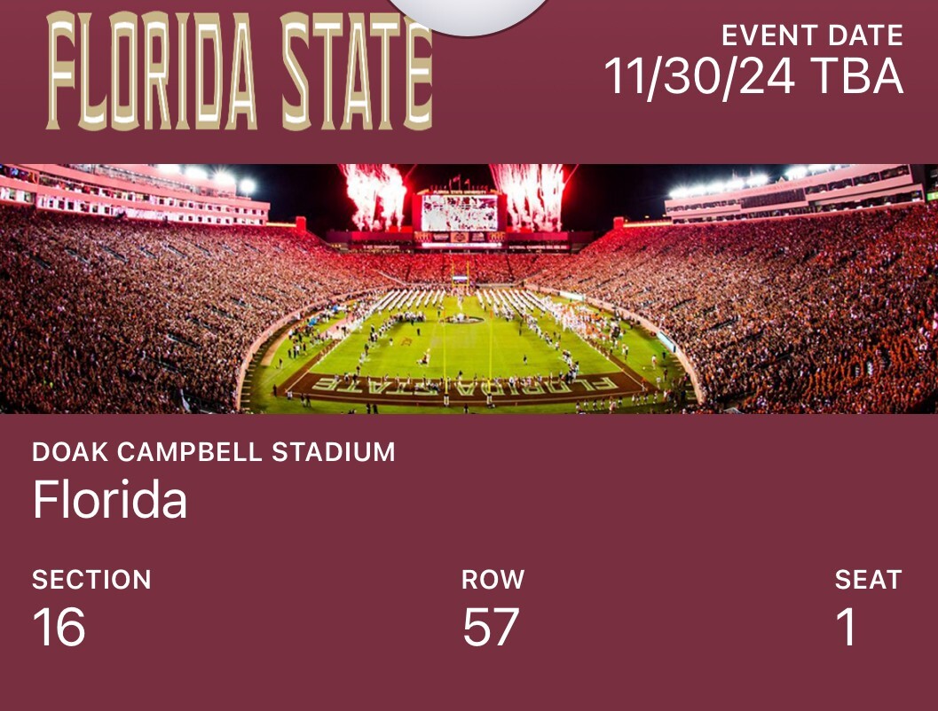 FSU vs UF Gators Football Tickets 11/30/24 Four Seats together | eBay