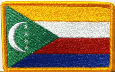 COMOROS Flag Embroidery Iron-On Patch Military Emblem Gold Border | eBay