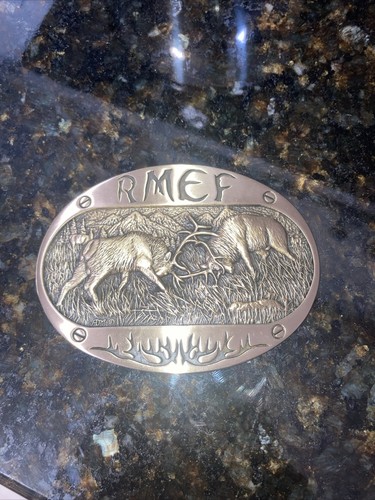 Solid Brass Belt Buckle RMEF Rocky Mountain Elk Foundation | eBay