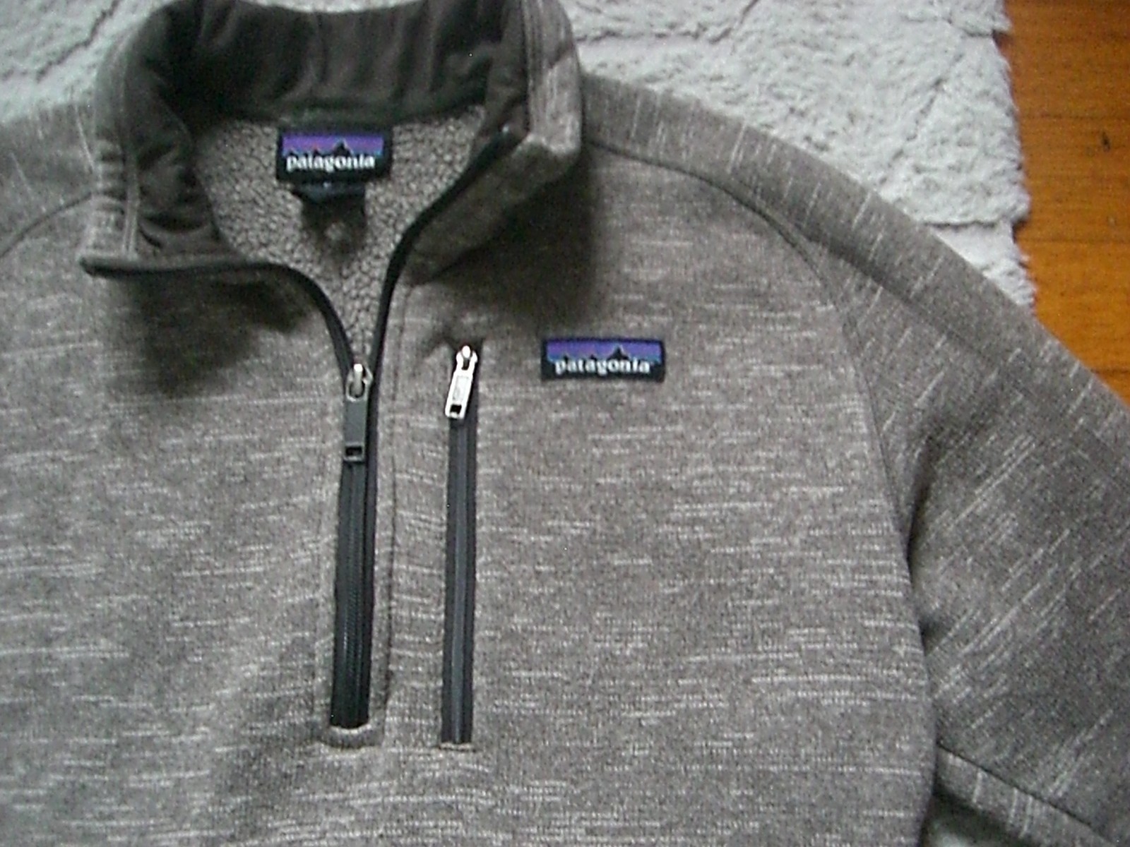 patagonia size m heather brown 1/4 zip chunky insulated recycled common ...