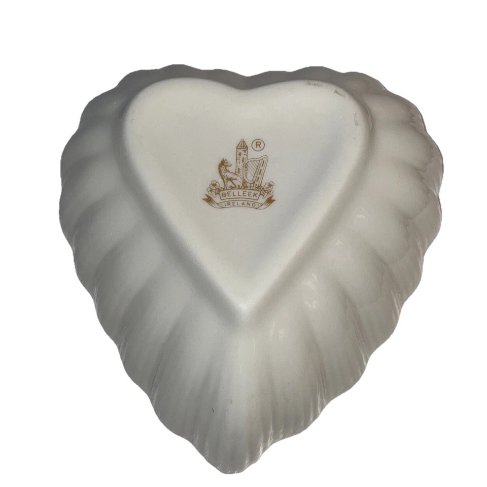 Vintage BELLEEK Porcelain Fine Bone China Trinket Dish Ireland- Heart ...