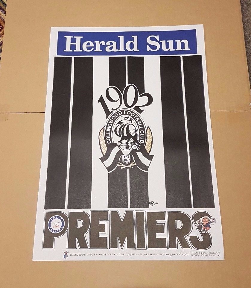 1902 - 1953 COLLINGWOOD PREMIERSHIP WEG POSTER SET OR SINGLE LIMITED ...