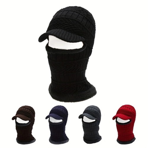 Polyester Knitted Beanies Hats Cold Protection Balaclava Mask Bonnet ...