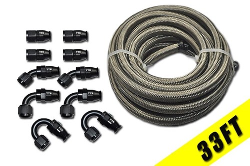 6AN -6AN Stainless Steel PTFE Fuel Line 33FT 10 Fittings Hose Kit E85 ...