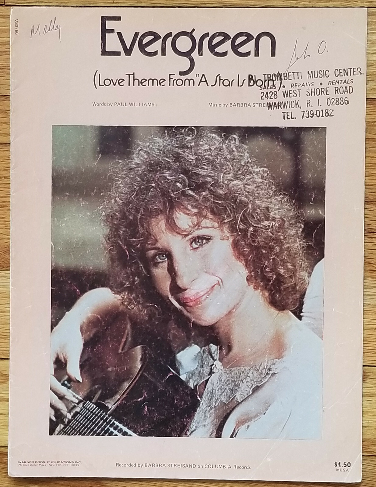 Evergreen Sheet Music 1976 Barbra Streisand Theme from A Star Is Born ...