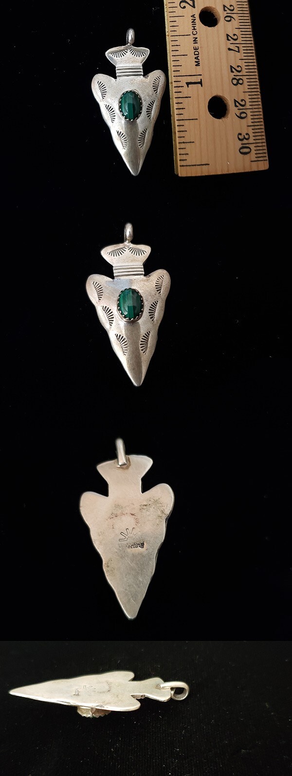 Vintage Native Indian Navajo Sterling Silver Malachit… - Gem