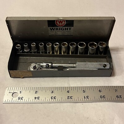 Wright 12 Piece 1/4" Drive Socket Set w/ 2400 Ratchet w/ 6Pt Sockets ...