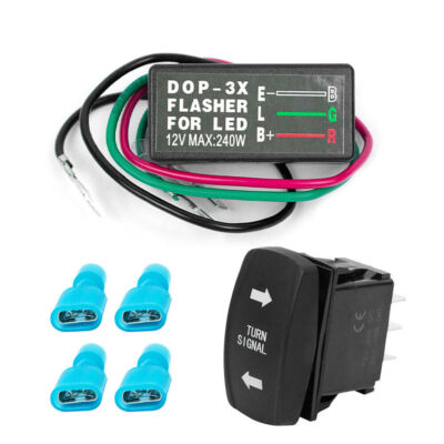 ATV UTV Turn Signal Kit Rocker Switch Blinker SPDT Green LED's With ...