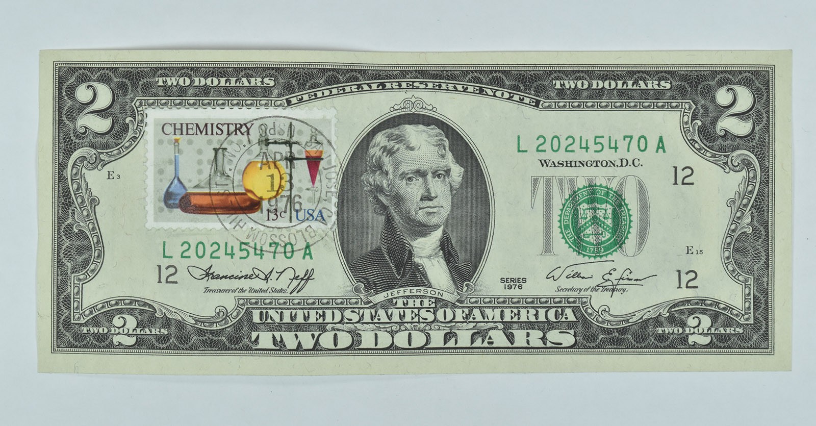 1976 $2 FRN Note First Day of Issue Stamp - Chemistry Stamp | eBay