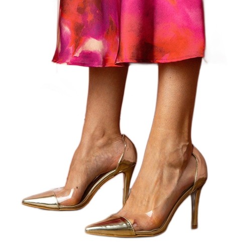 Gold classic pumps with a transparent upper golden | eBay UK