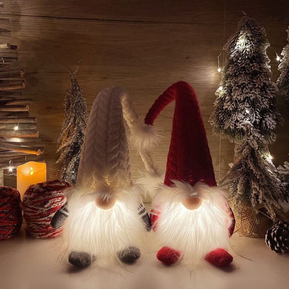 Etistta Gnome Christmas Decorations with Led Light, 18 inch Swedish ...