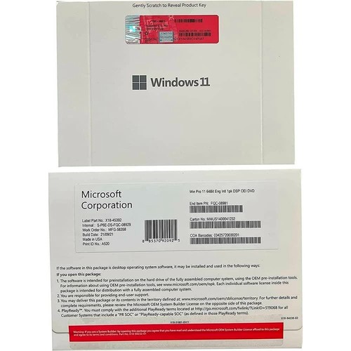 Win 11 Pro 64-Bit DVD & License Product Key Factory Sealed US Shipping ...