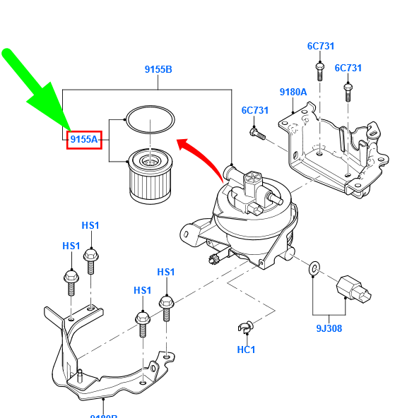 FORD C-MAX MK1 Kraftstofffilterelement 3M5Q-9176-AA 1318563 NEUES ...