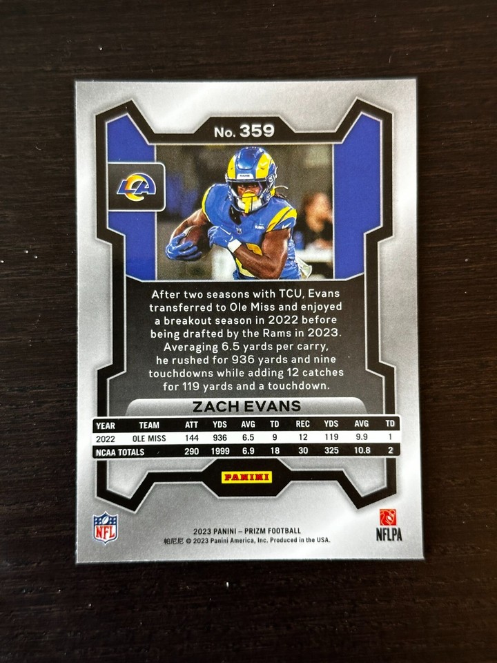 2023 Panini Prizm Zach Evans Rookie #359 Los Angeles Rams | eBay