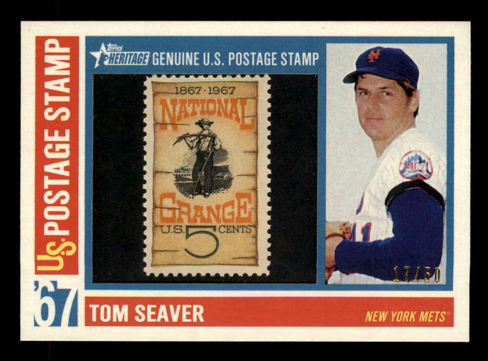 2016 Topps Heritage '67 US Postage #17/50 Stamp Relic Tom Seaver Mets ...