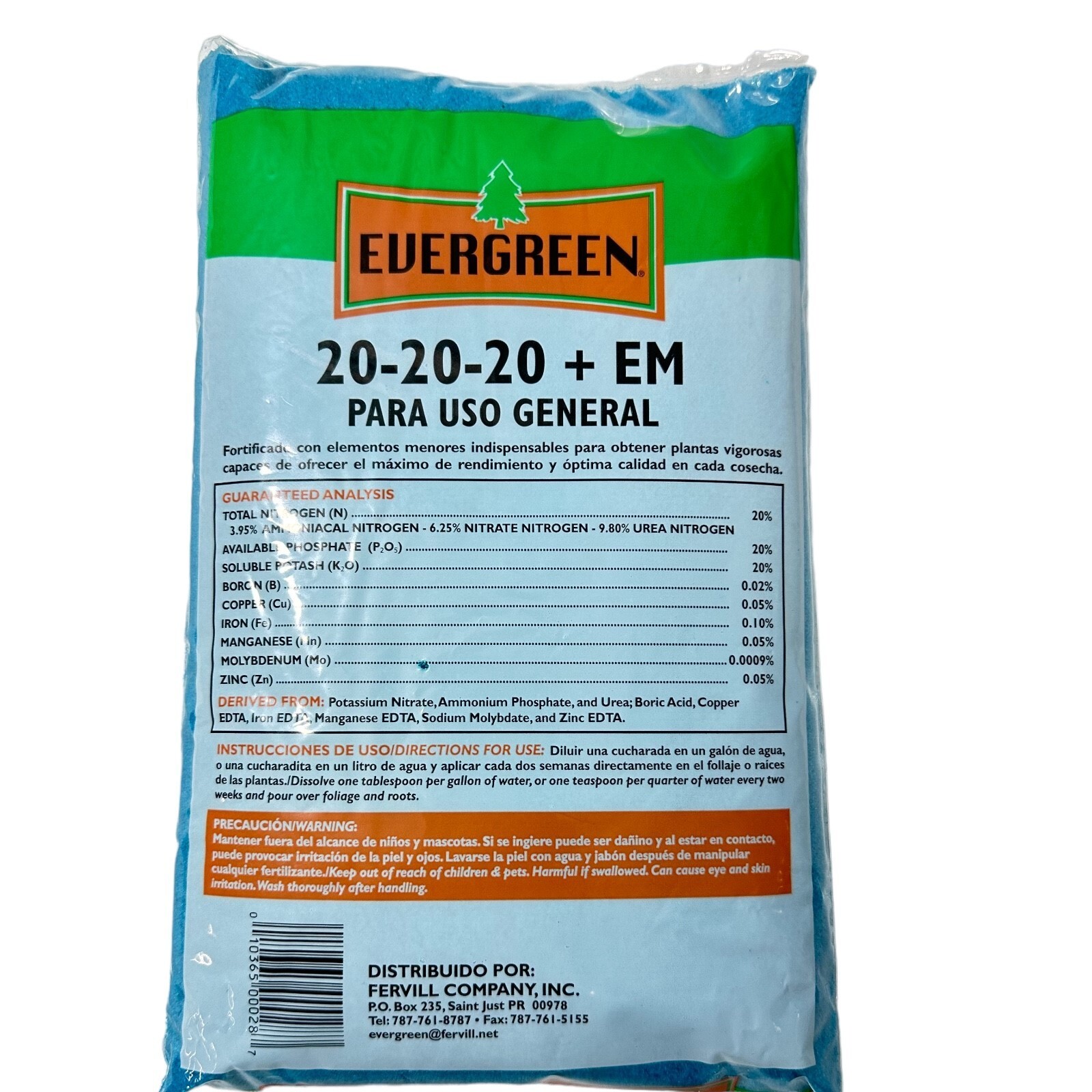 EVERGREEN 20-20-20 ALL PURPOSE FERTILIZER WATER SOLUBLE + MICRO ...