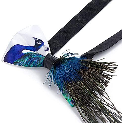 Men's Pre-Tied Bow Tie Handmade Peacock Feathers Bowtie Adjustable ...