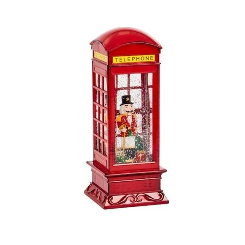 Christmas Snow Globe Ornament Nutcracker Xmas Decor Telephone Box Red ...