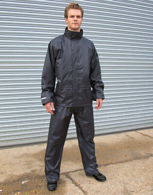 Result Mens Rain Suit Set Jacket and Trousers Windproof Waterproof PVC | eBay