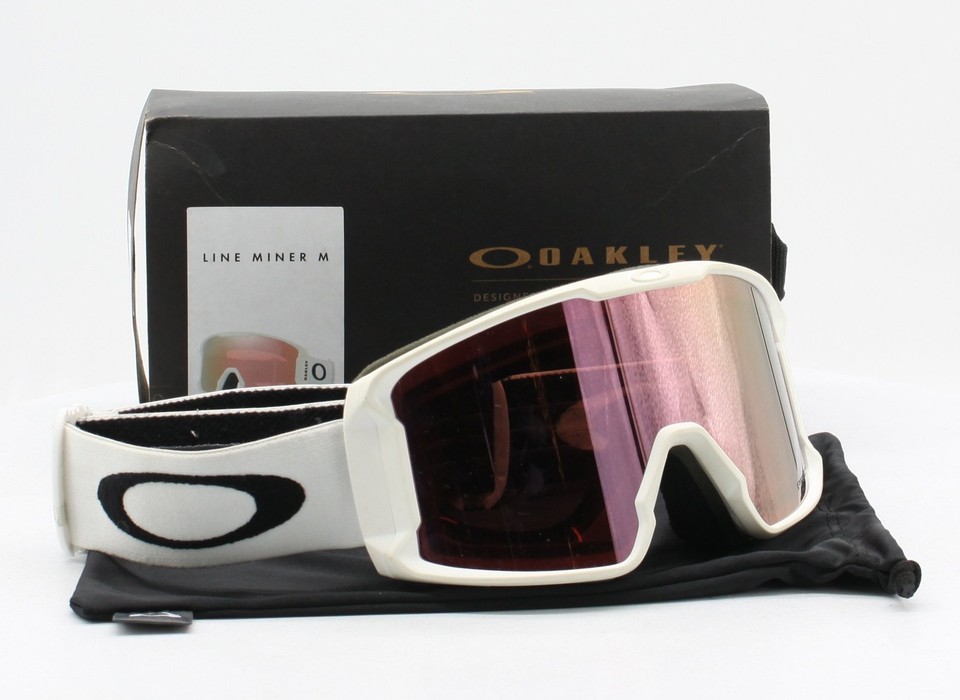 OAKLEY LINE MINER MEDIUM SNOW SKI GOGGLES PRIZMWHITE ROSE GOLD RRP £150 ...