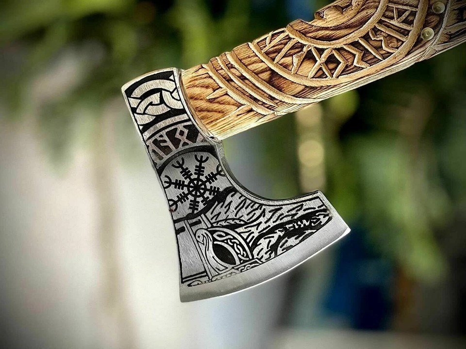 Ragnar LothBrok Viking Axe Battle Ready Axe Hand Forged Carbon Steel ...