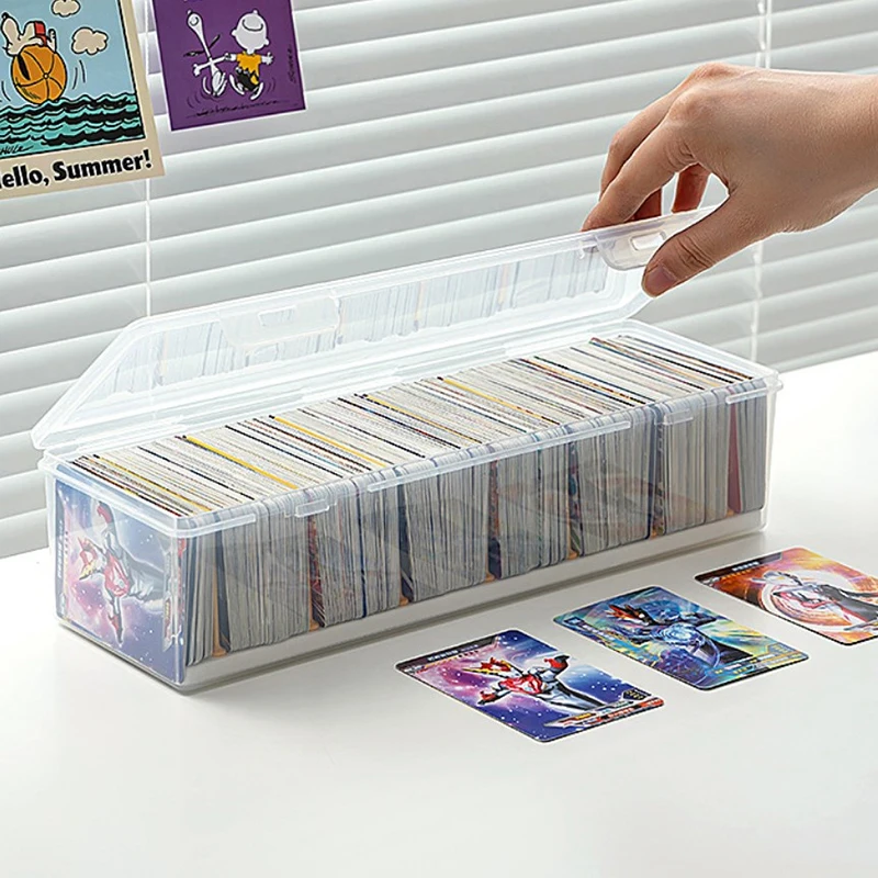 Clear Plastic Card Storage Box 550+ PTCG MTG with Adjustable Dividers ...