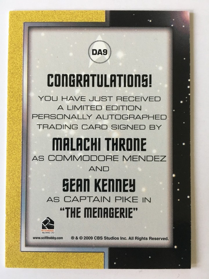 STAR TREK - COMMODORE MENDEZ & CAPTAIN PIKE - TOS Dual Autograph Card ...