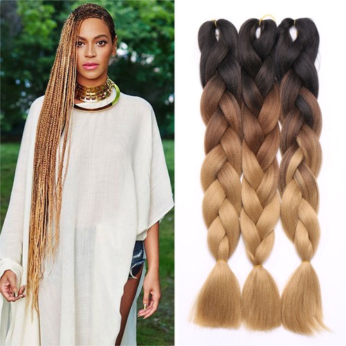 24"Ombre Color Jumbo Braiding Hair Extension Two Tone Color Synthetic ...
