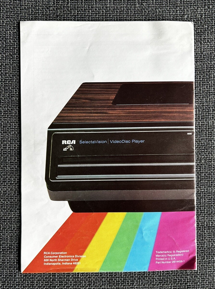 RCA Selectavision VideoDics Player CED SGT100 Owners Manual | eBay