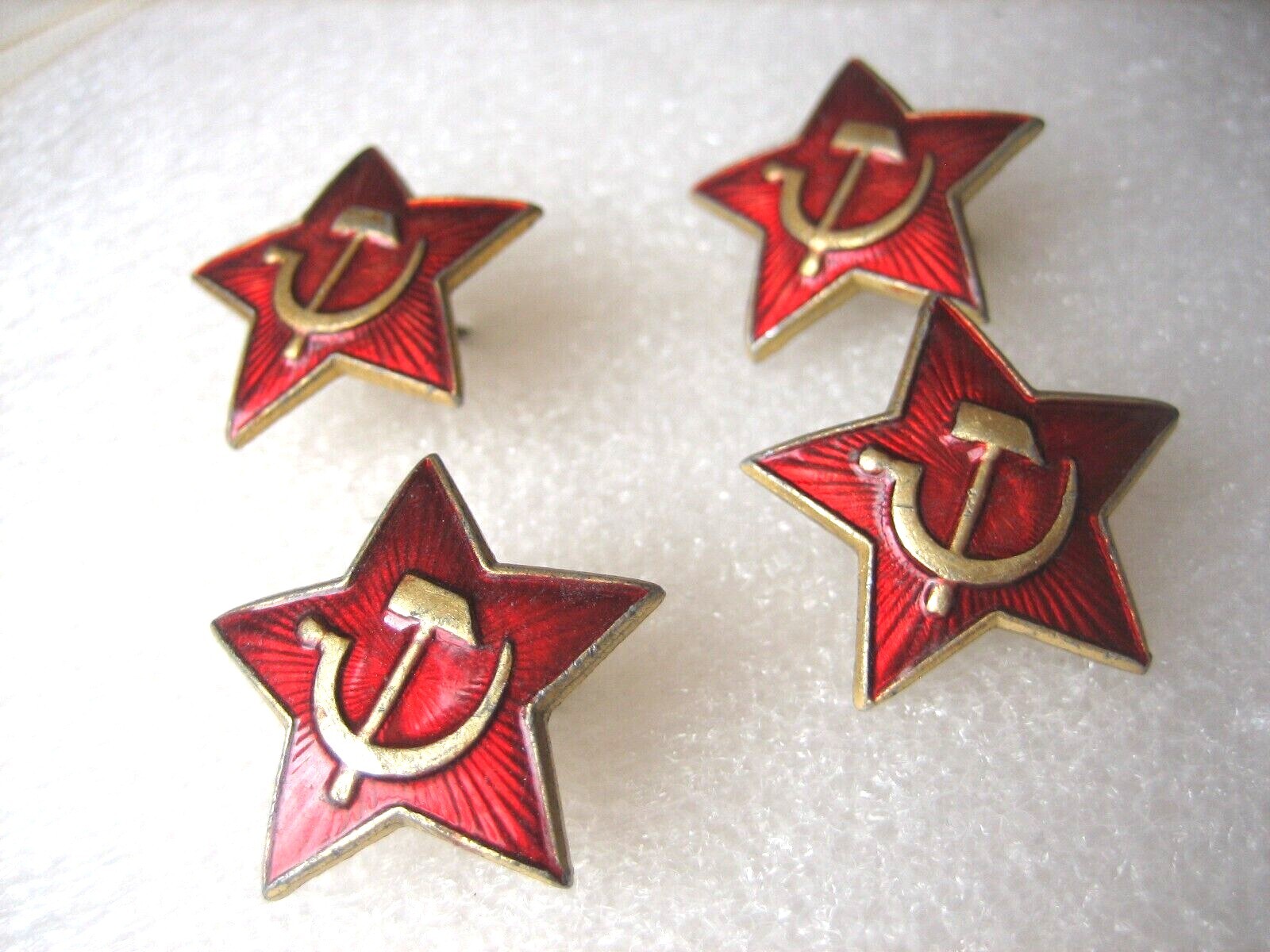 4pcsUSSR Soviet Army BIG RED STAR Hat Cap Badge/Cockade Enamel Pin ...