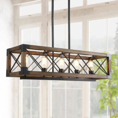 Colorado 5-Light Black Rectangular Box Chandelier by LNC | eBay