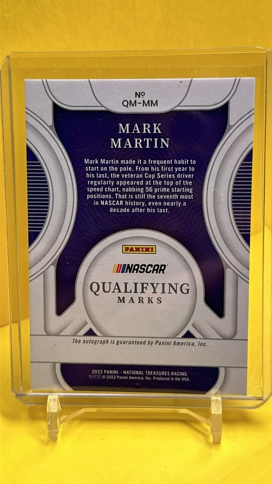 2022 Panini National Treasures Qualifying Marks Mark Martin Autograph ...