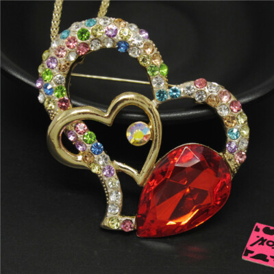 New Mix Color Cute Heart Red Love Fashion Women Crystal Pendant Chain ...