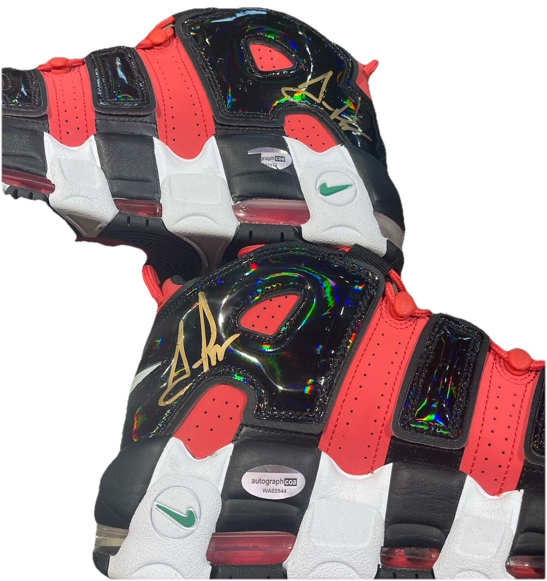 Scottie Pippen Signed Nike Air More Uptempo 96 Red Black Shoes With COA ...
