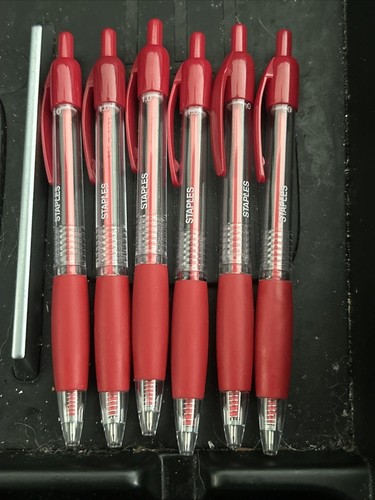 Staples Retractable Ballpoint Pens - Red (6 Count) 718103165532| eBay