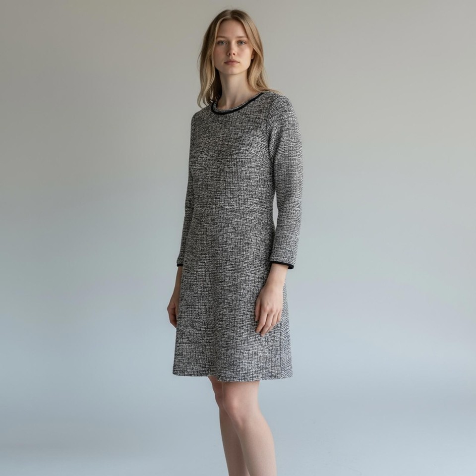 Ann Taylor LOFT Women's 2 Shimmer Tweed Fit and Flare Dress 3/4 Long | eBay
