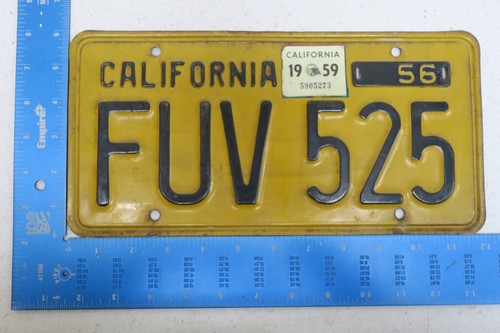 California Ca License Plate Tag 1956 56 1959 59 FUV 525 | eBay