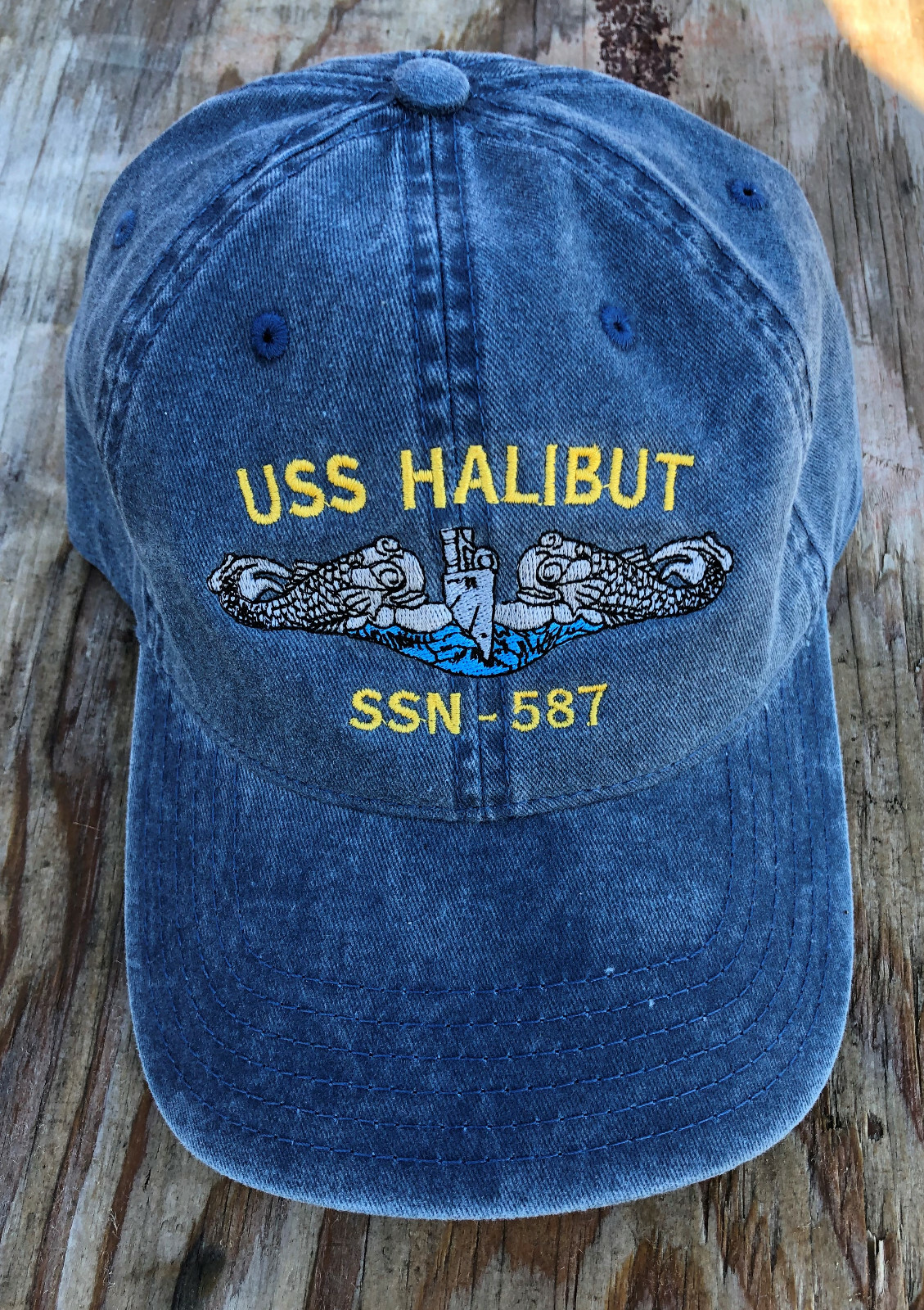USS Halibut SSN-587 Submarine Ball Cap Silver Dolphins Navy Sub Veteran ...