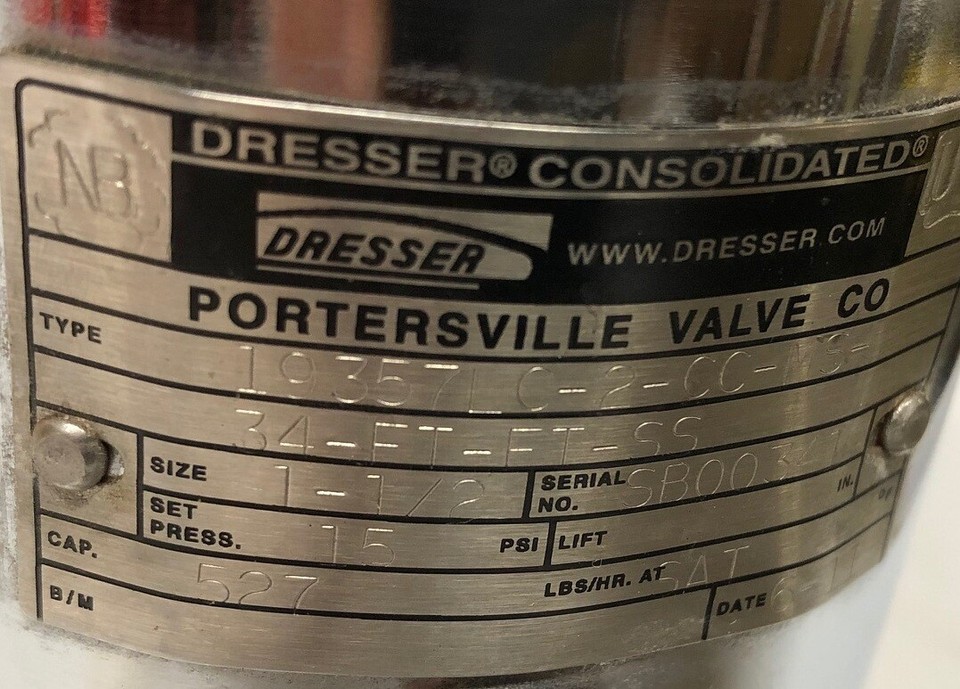 Dresser 1 1/2" 19000 Series, 15 psi Consolidated® Safety Relief Valve ...