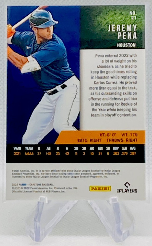 2022 Panini Capstone Jeremy Pena Rookie Card #21 - Astros | eBay