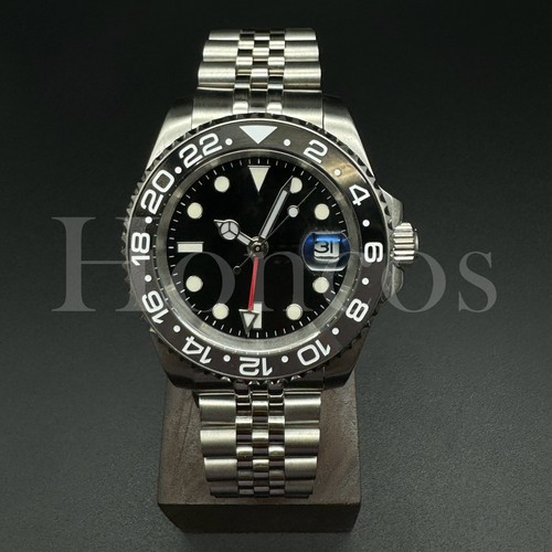 Custom Made MODS GMT Style Watch Automatic Movement Black Dial Bruce ...