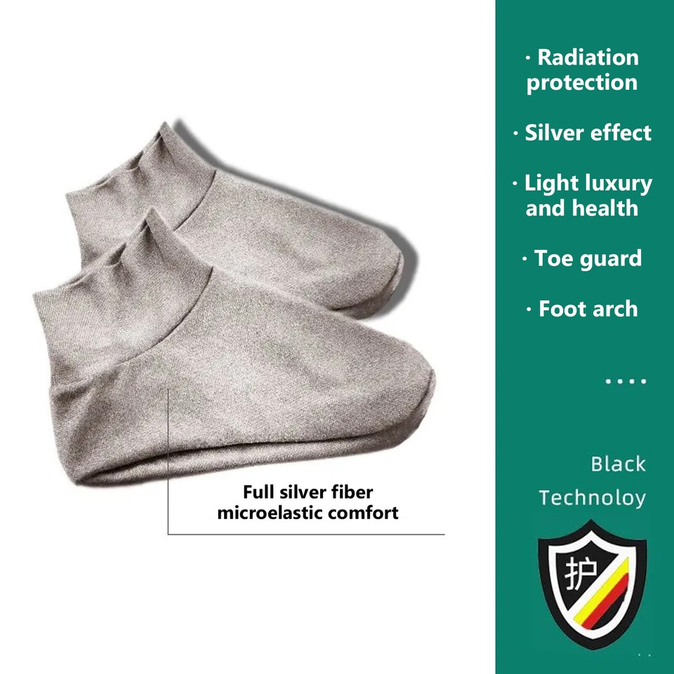 100% Silver Fiber Fabric Socks EMF EMI Shielding Anti-Radiation Unisex ...