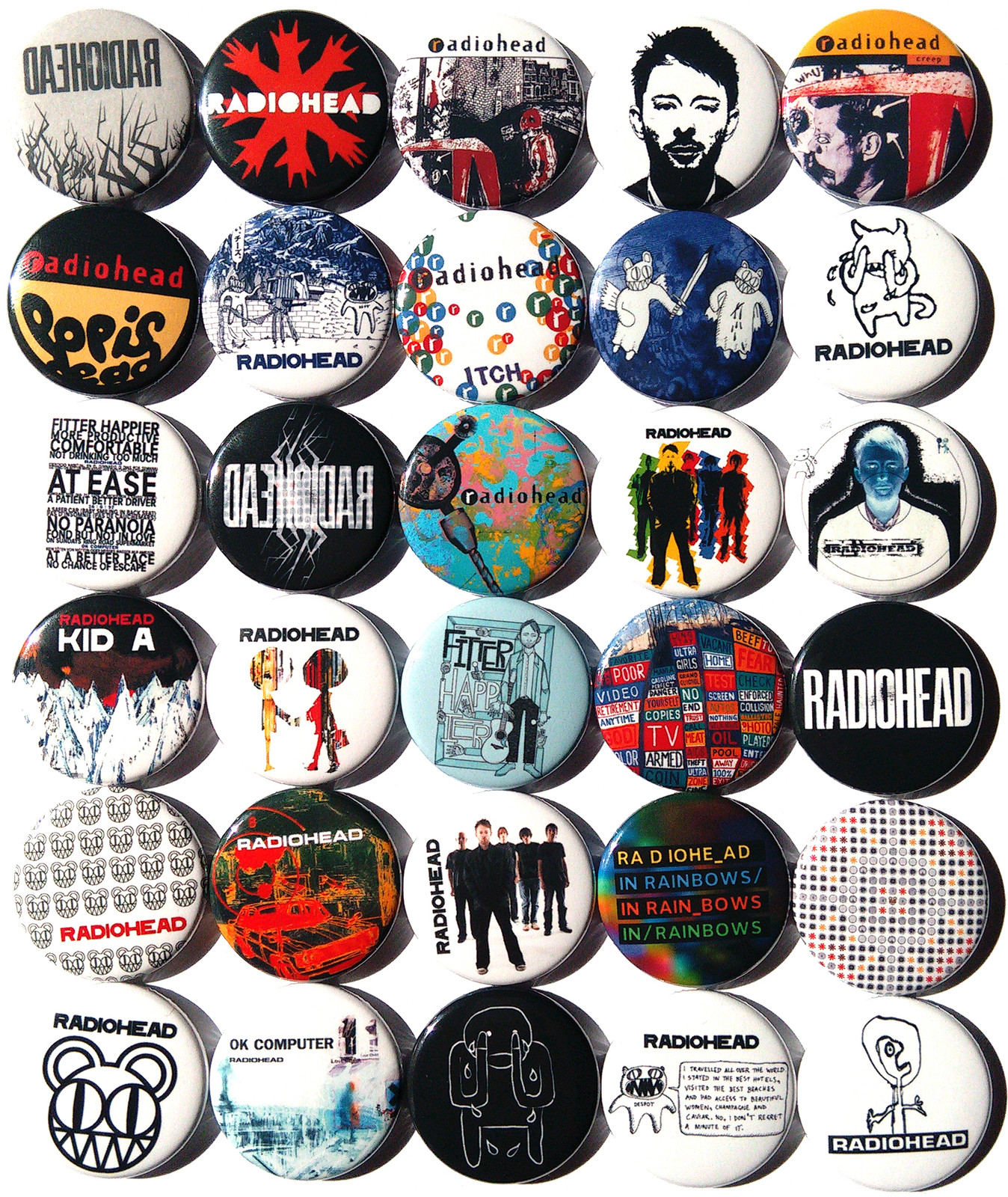 RADIOHEAD Button Badges Pins Creep OK Computer Karma Police Britpop Lot ...