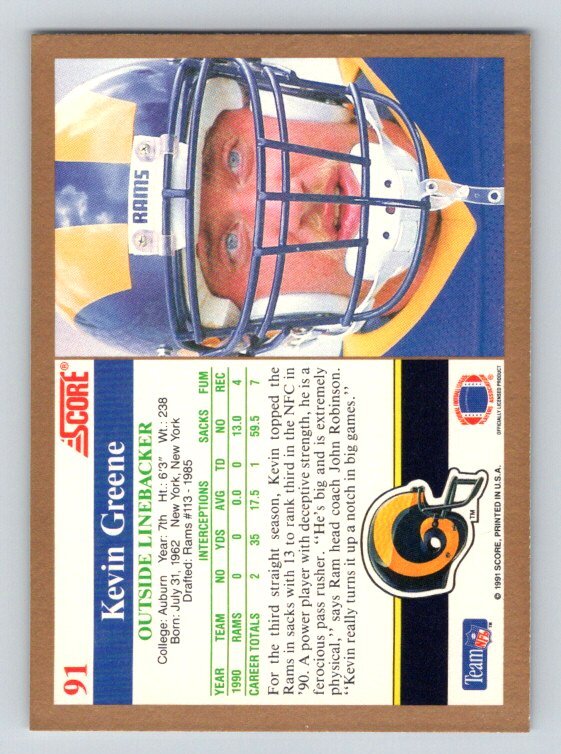 1991 Score - #91 Kevin Greene | eBay