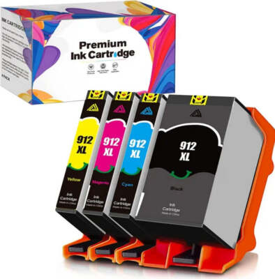 Pack de 4 cartouches HP 912XL BK-C-M-Y compatibles pour HP OFFICEJET ...