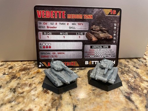 2 x BattleTech Vedette Medium Tank Miniatures - Battlefield Support NEW ...