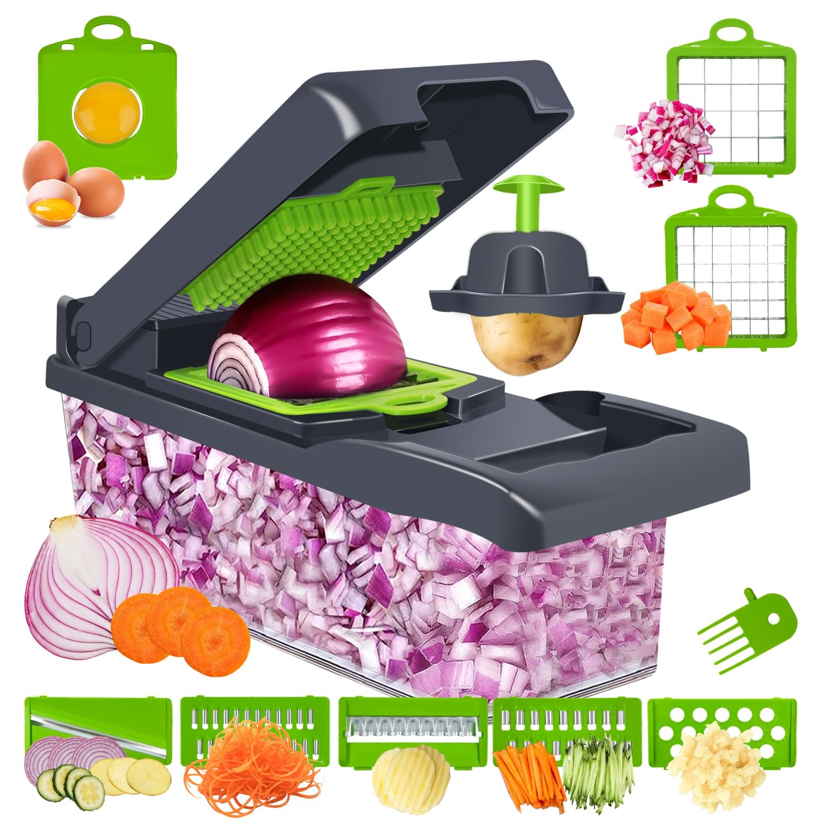 14 In 1 Fruit Vegetable Slicer Cutter Food Onion Veggie Dicer Chopper ...