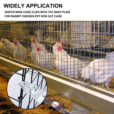 300Pcs Wire Cage Clips With 1Pc Snap Plier For Rabbit Chicken Pet Dog ...