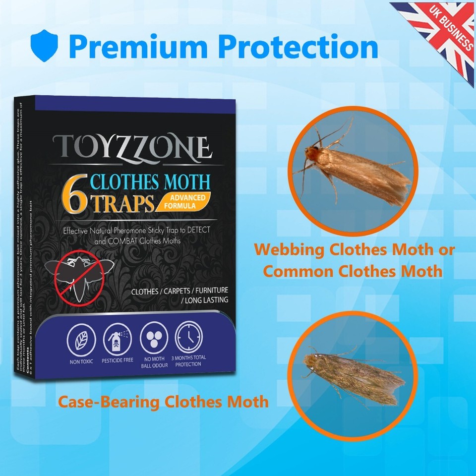 Premium Clothes Moth Killer for Wardrobes 6x Moth Trap Sticky Hangers ...